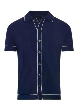PATRICK ASSARAF Ribbed-knit Piped Shirt - Blue