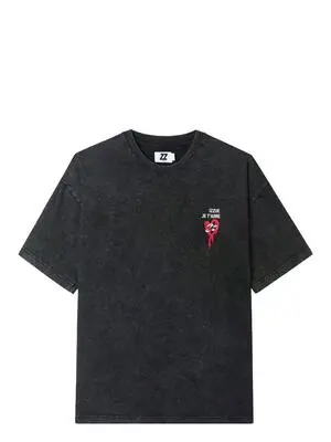 Izzue Acid-wash Graphic-print T-shirt - Grey