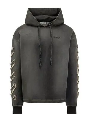 Off-White Diagonals Distressed Hoodie - Grey