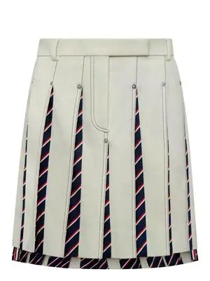 Thom Browne Pleated Striped Skirt - Neutrals