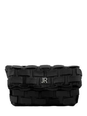 John Richmond Woven-effect Foldover Clutch - Black
