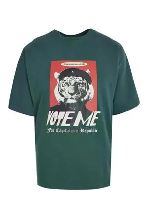 TEE LIBRARY Vote Graphic-print Cotton T-shirt - Green