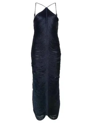BLESS Fringed Halterneck Midi Dress - Blue