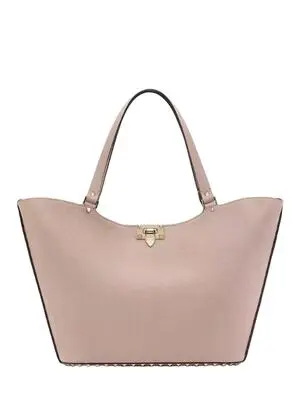 Valentino Garavani Rockstud Grainy Calfskin Shopping Bag - Pink