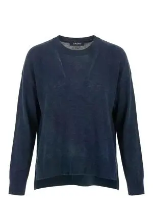 Max Mara Fine-knit Stepped-hem Sweater - Blue