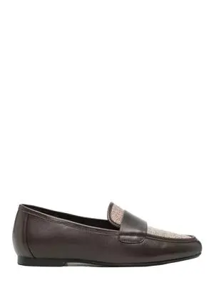 ADRIANNA FERETTI Panelled-detail Leather Loafers - Brown