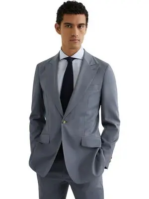 REISS Oscar Classic Fit Virgin Wool Single-breasted Classic-fit Suit Blazer - Soft Blue