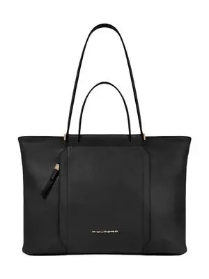 PIQUADRO Leather Laptop And Ipad Tote Bag - Black