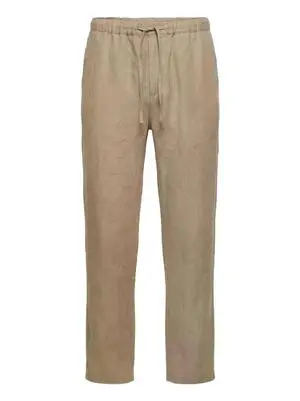 120% Lino Drawstring Linen Trousers - Neutrals