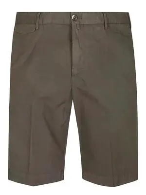 PT TORINO Button-fastening Pleated Cotton Shorts - Brown