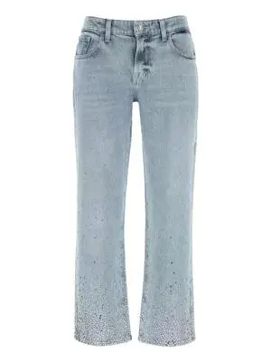 7 For All Mankind Calie Crystal-embellished Straight Leg Jeans - Blue