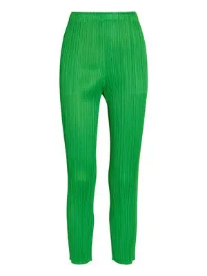Issey Miyake Pleated Tapered-leg Woven Trousers - Green