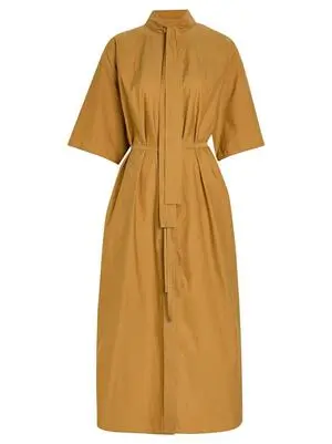 LEMAIRE Reversible Belted Cotton And Silk-blend Midi Dress - Light Brown