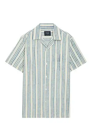 DRAKE'S Striped Cotton Shirt - Blue
