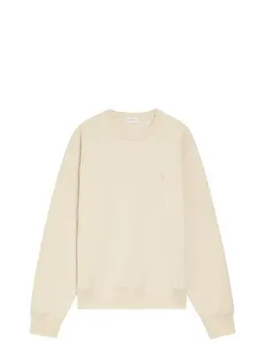 Saint Laurent Logo-embroidered Cotton Sweatshirt - Off White