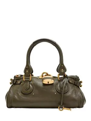 Chloé Paddington Grained Leather Shoulder Bag With Padlock - Khaki