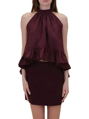 Azeeza Blair Poplin A-line Mini Skirt - Red
