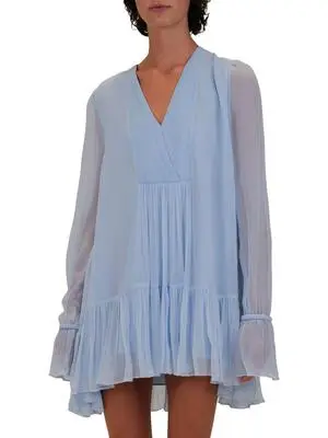 AZEEZA Thistle Silk Chiffon Gathered Mini Dress