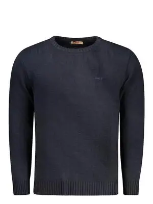 RIFLE Embroidered Logo Fine-knit Sweater - Blue