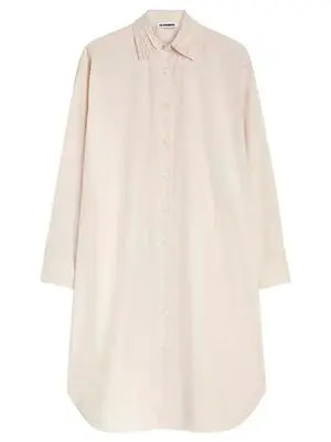 JIL SANDER Pleated Lightweight Midi Shirt Dress - Pink