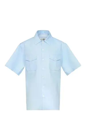 MAISON MARGIELA Button-down Short-sleeve Cotton Shirt - Blue