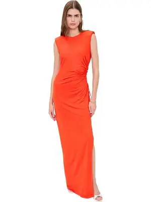 Essentiel Antwerp Joye Jersey Maxi Dress Orange Brulee