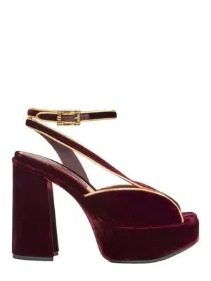 Etro Velvet Platform Sandals - Red