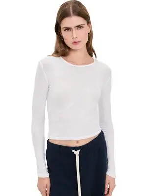 PERFECTWHITETEE Inna French Jersey Long Sleeve Tee - White