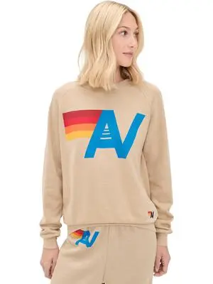 Aviator Nation Logo Crewneck Sweatshirt - Sand