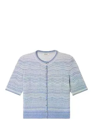 Sandro Short-sleeve Knit Cardigan With Gradient Pattern - Blue