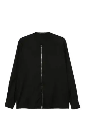 LOW BRAND Zip-up V-neck Shirt - Grey