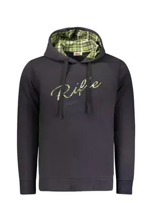 RIFLE Logo-Print Drawstring Hoodie Grey