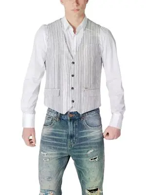 GIANNI LUPO Pinstripe Waistcoat - Black