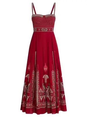 EMPORIO SIRENUSE Embroidered Sleeveless Dress - Red