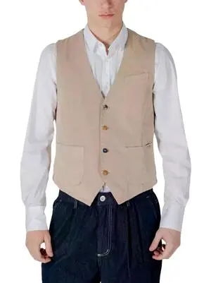 GIANNI LUPO Button-front Waistcoat - Neutrals