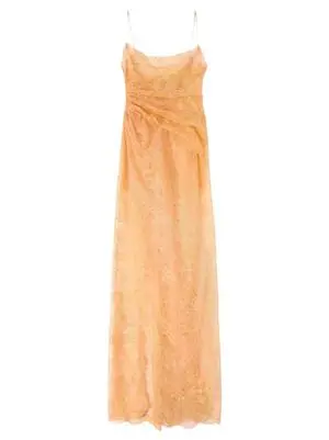 Ermanno Scervino Lace-draped Maxi Dress - Orange