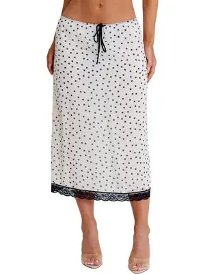 OUTCAST Elaina Cream Polka Dot Midi Skirt