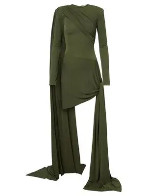 THE NEW ARRIVALS ILKYAZ OZEL Draped Gathered Mini Dress - Green