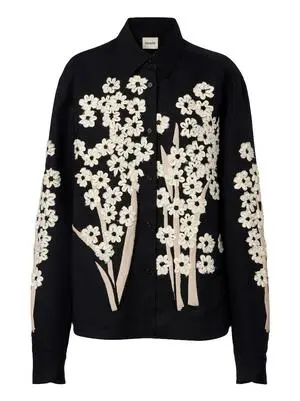 Khaite Argo Embroidered Silk And Cotton Shirt - Black