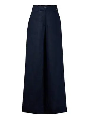 Melissa Odabash Serena Linen Wide-leg Pants - Blue