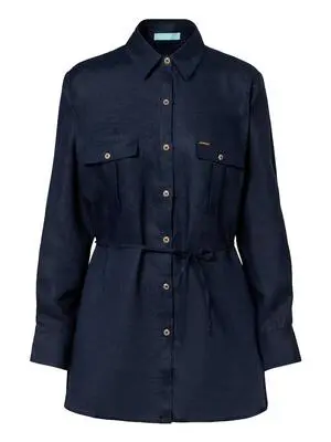 Melissa Odabash Ariel Linen Shirt - Blue