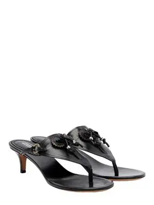 Isabel Marant Étoile Ekyne Embellished Leather Thong Sandals - Black