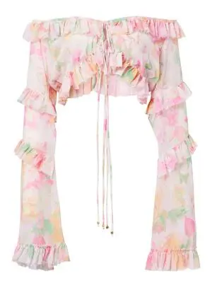 BANANHOT Anita Floral Off-shoulder Crop Top - Multicoloured