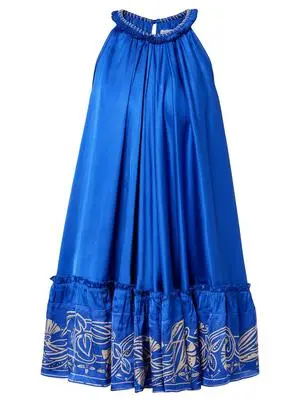 Poupette St Barth Cleo Embellished Floral Minidress - Blue
