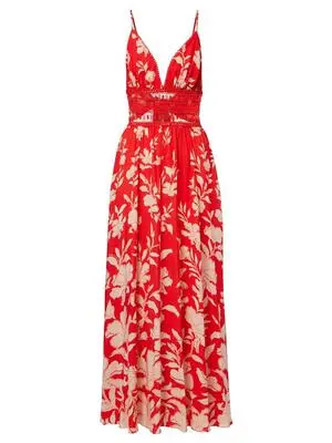 Poupette St Barth Havana Floral Maxi Dress - Red