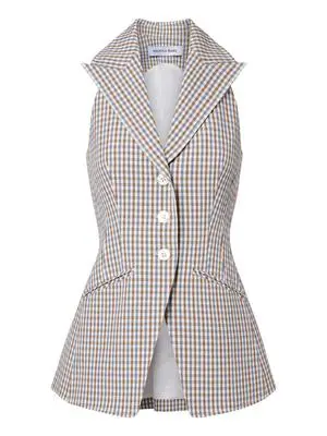 Veronica Beard Gingham Cotton Seersucker Vest Multicoloured