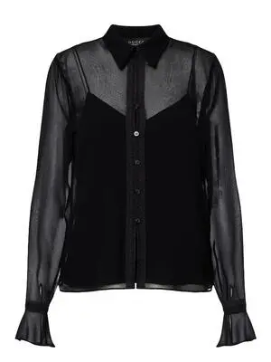 Gucci Lace-trimmed Silk Georgette Shirt - Black