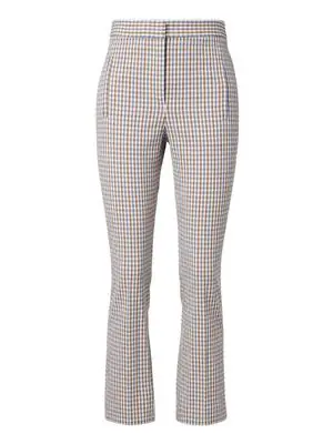 Veronica Beard Gingham Cotton Seersucker Cropped Slim Pants Multicoloured