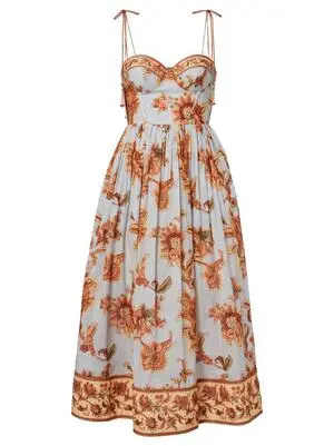 Zimmermann Aster Paisley Cotton Bustier Dress - Blue