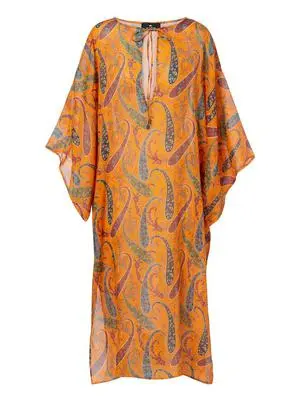 Etro Paisley Ramie Kaftan - Orange